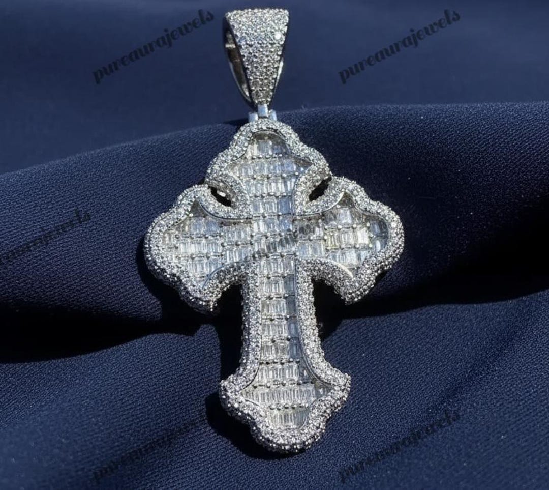 Handmade Medium–large Gothic Cross Pendant, Fully Iced Out With ...