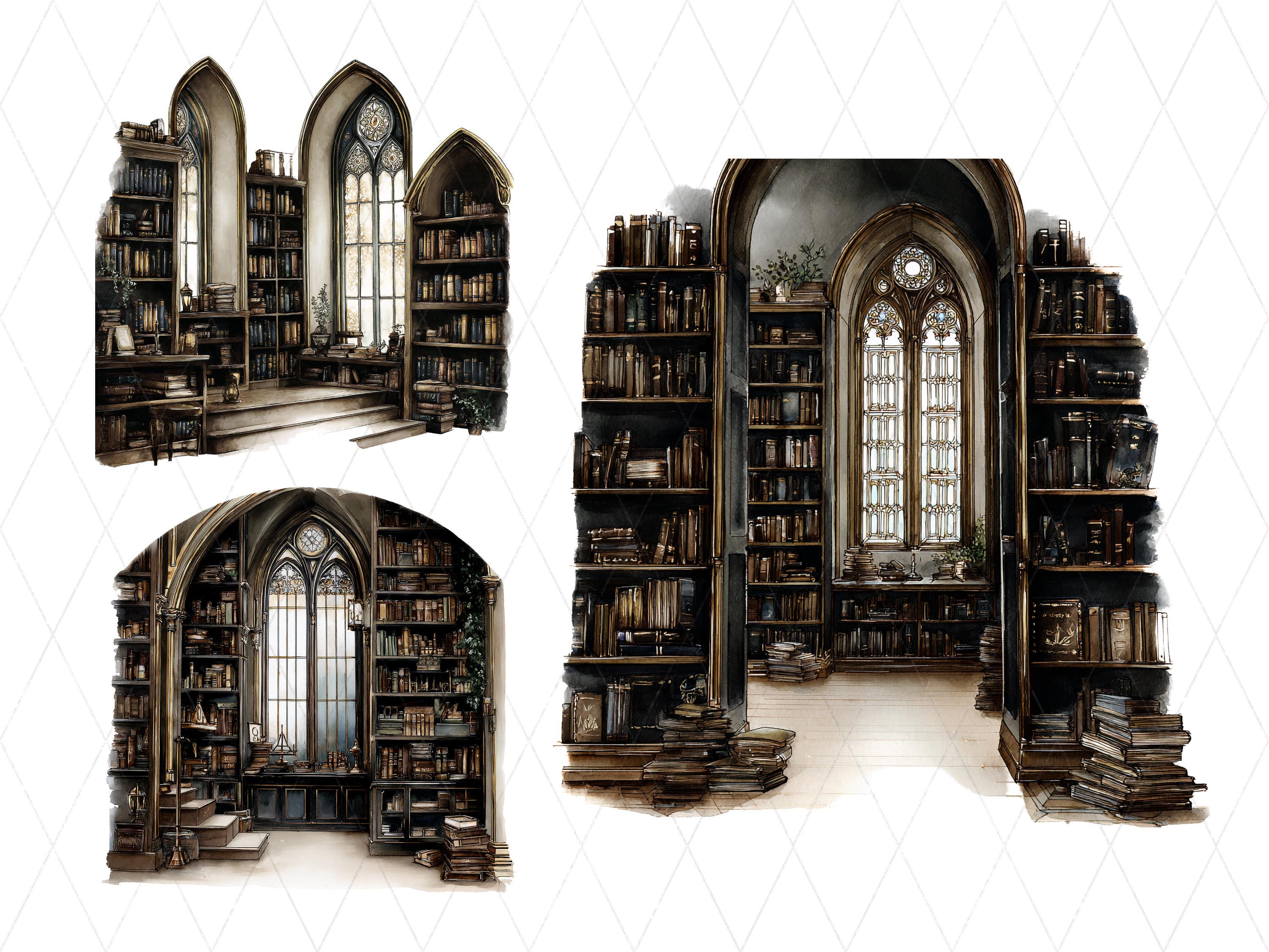 Dark Academia Digital Watercolor Clipart | Vintage Books, Antique ...