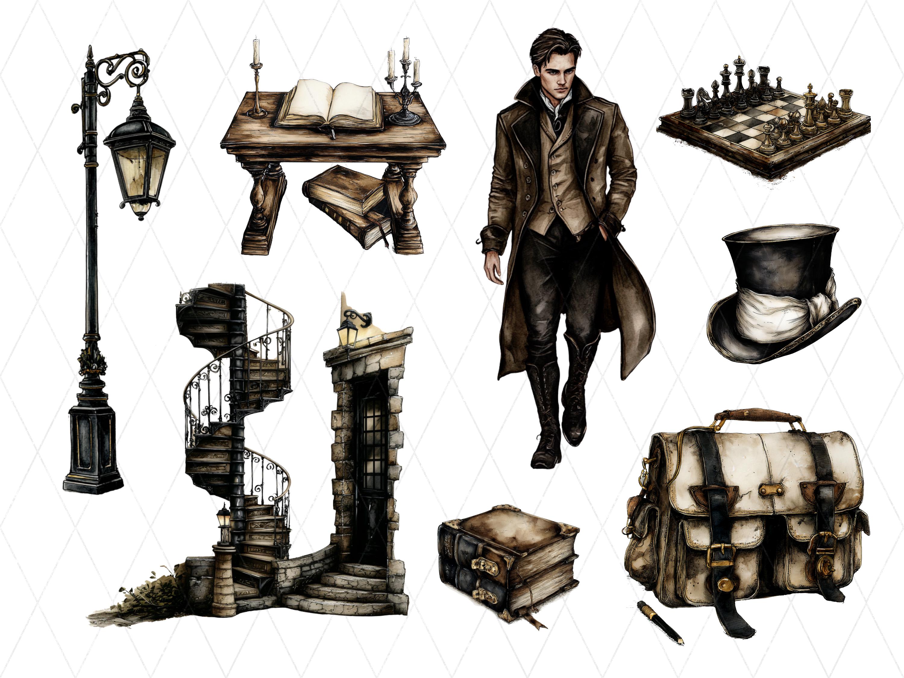 Dark Academia Digital Watercolor Clipart | Vintage Books, Antique ...