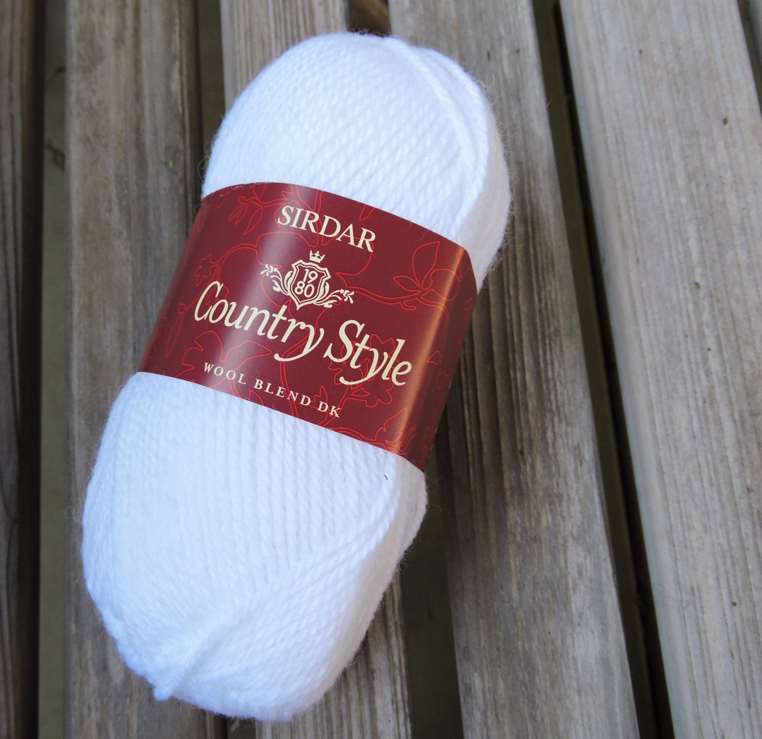 DK Weight Yarn - Sirdar Country Style DK - Wool Blend - White (#412 ...