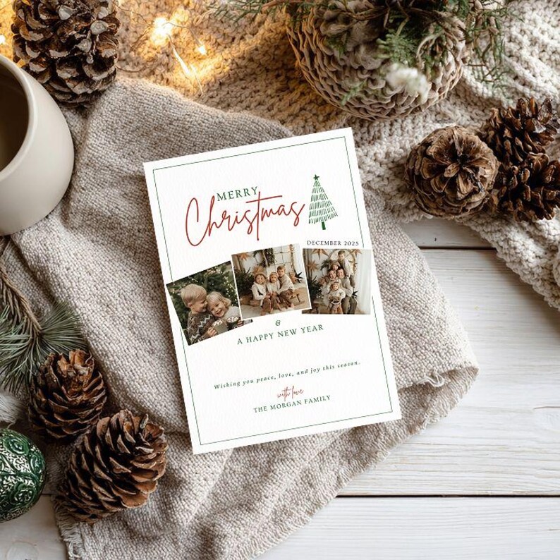 Minimalist Christmas Photo Card – Modern Family Holiday Greeting With ...