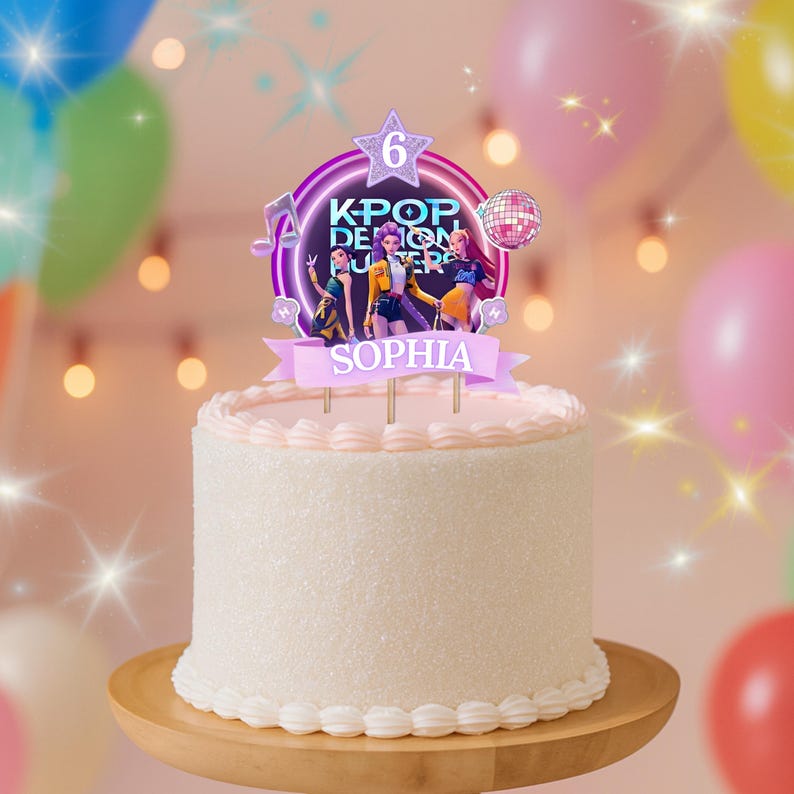 K-pop Demon Hunters Birthday Disco Cake Topper | Huntrix Theme | Custom ...