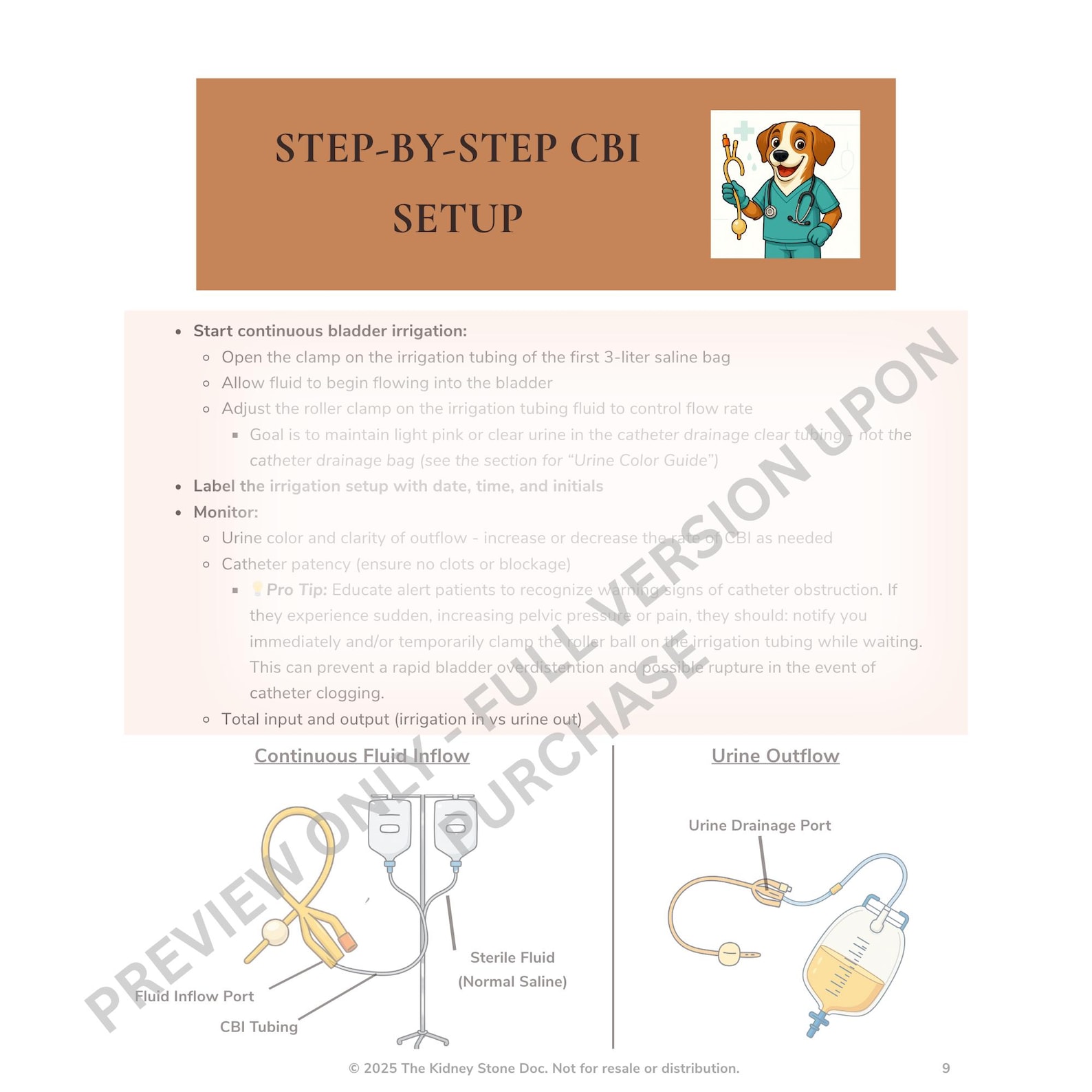 CBI Nurse Guide – Continuous Bladder Irrigation Instructions, Printable ...