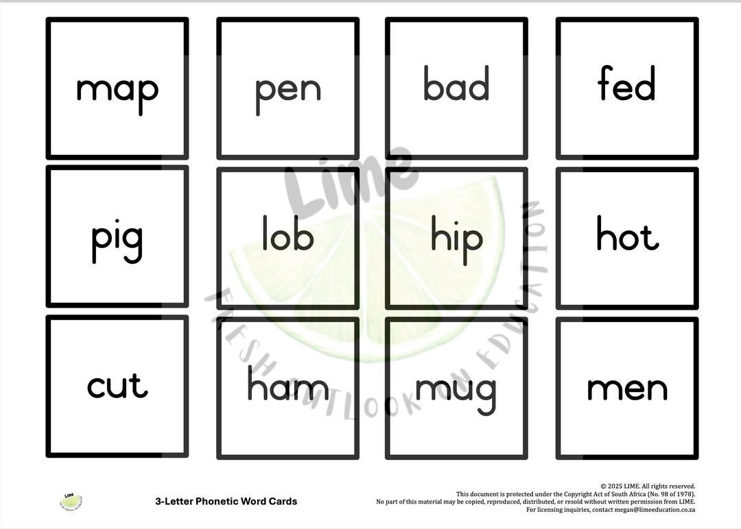 3 Letter Phonetic Word Cards - Etsy
