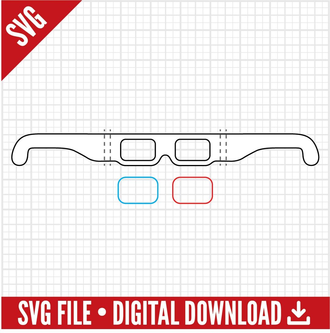 Child Size 3D Glasses, DIY, SVG Files for Cricut, Anaglyph ( Red / Cyan ...