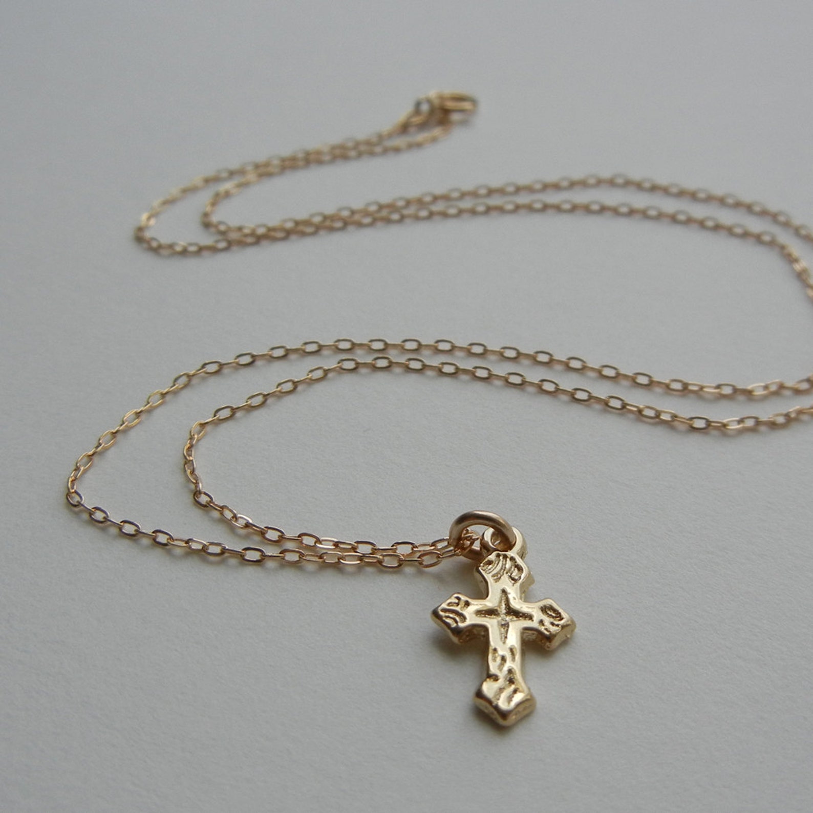 Tiny Etched Cross Necklace (gold) - Etsy