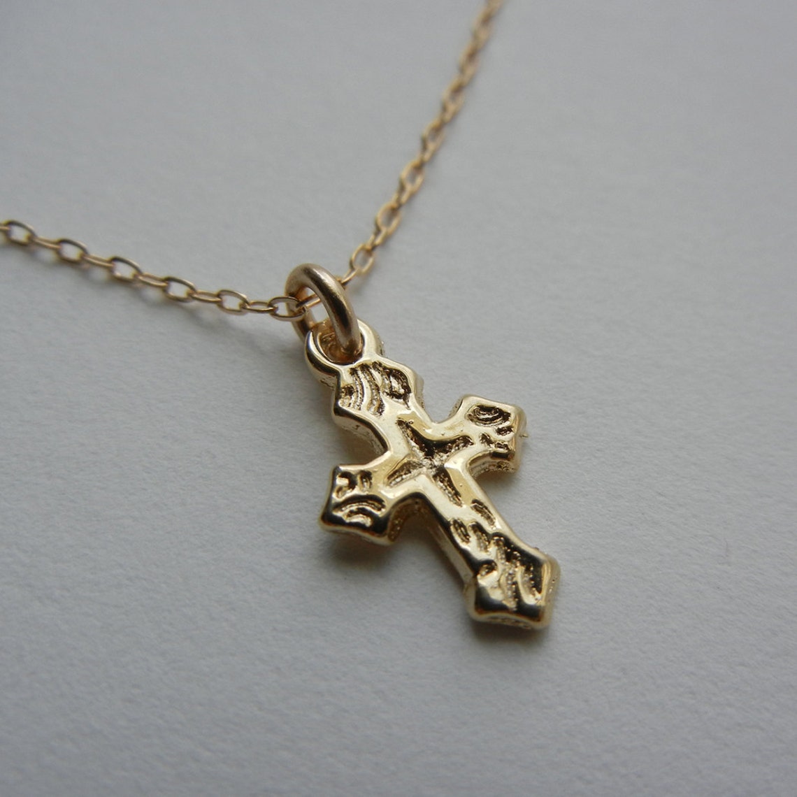 Tiny Etched Cross Necklace (gold) - Etsy