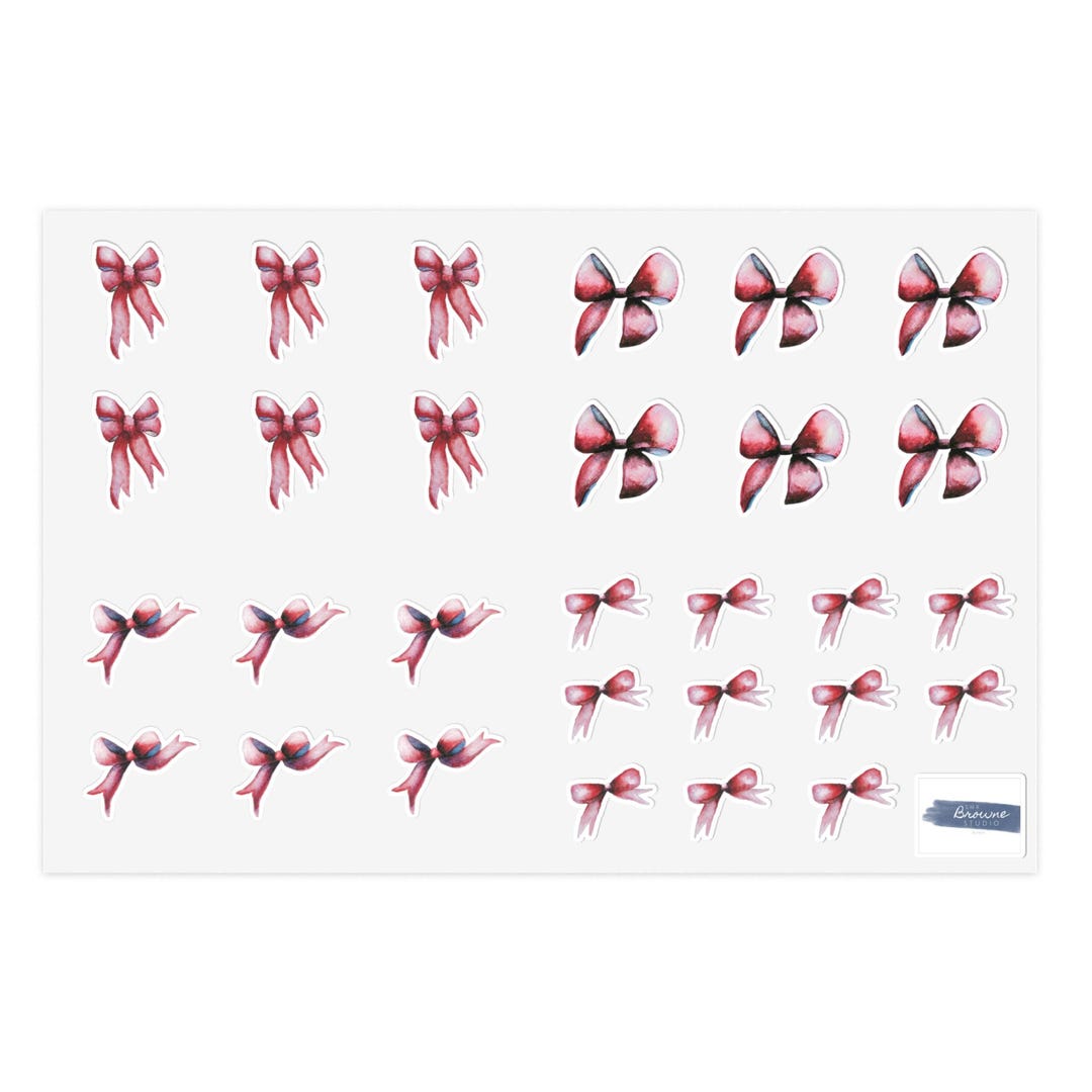 Red Bow Sticker Sheet Valentine Snail Mail Journal Filofax ...