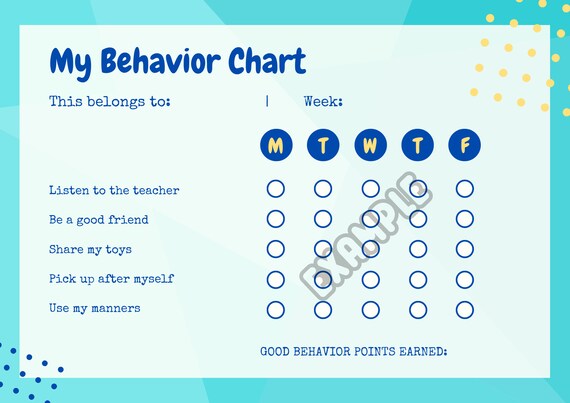 DIGITAL DOWNLOAD PDF Preschool Daycare Behavior Chart My - Etsy