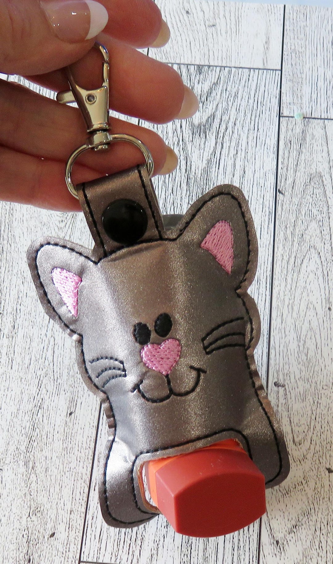 CAT Kitten Inhaler Holder INHALER CASE Pouch Keychain Clip in Purse ...