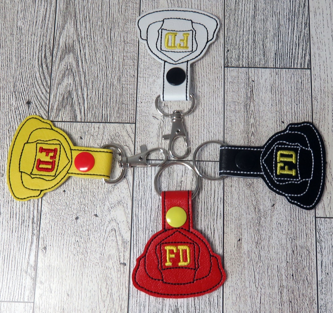 FIRE HELMET Vinyl KEYCHAIN Key Fob Keyring Bag Tag Key Tag Key Ring ...