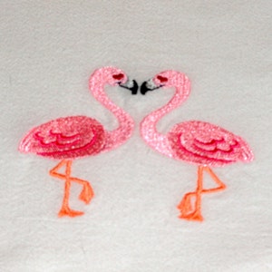 Pink Flamingos Kissing Machine Embroidered Flour Sack Towel | Etsy