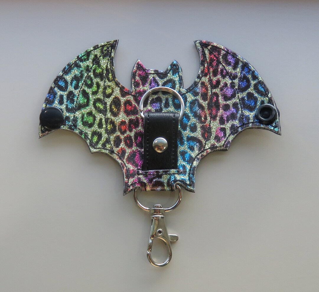 Key Chain Key Fob Machine Embroidered BAT Key Wrap Swivel Clasp Split ...