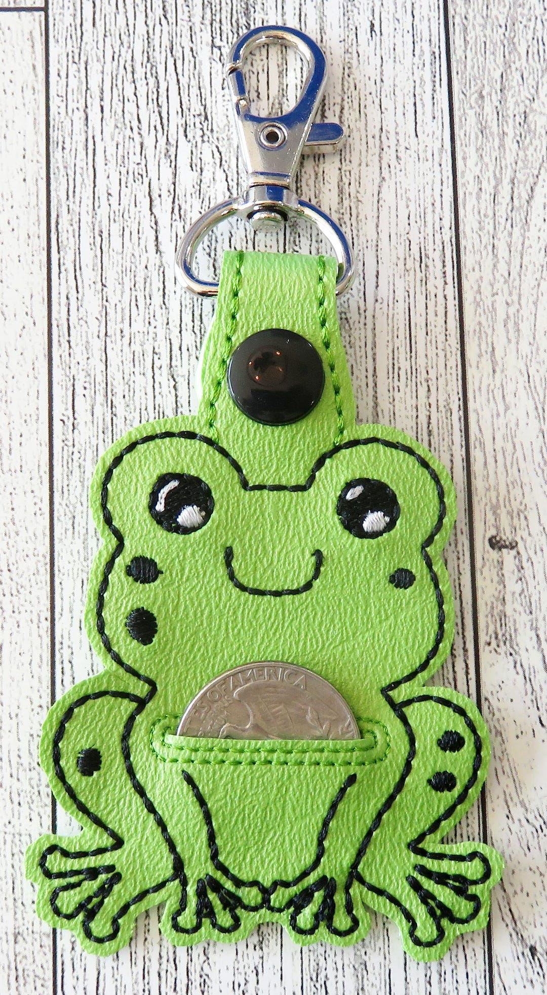FROG or TOAD Quarter Euro KEEPER Vinyl Keychain Key Fob Keyring Bag Tag ...