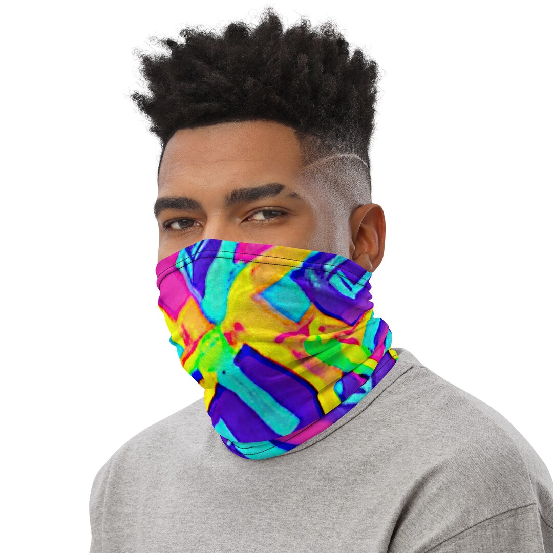 Bold Neon 1990's Rainbow Pattern Neck Gaiter Tube Scarf Bandana - Etsy
