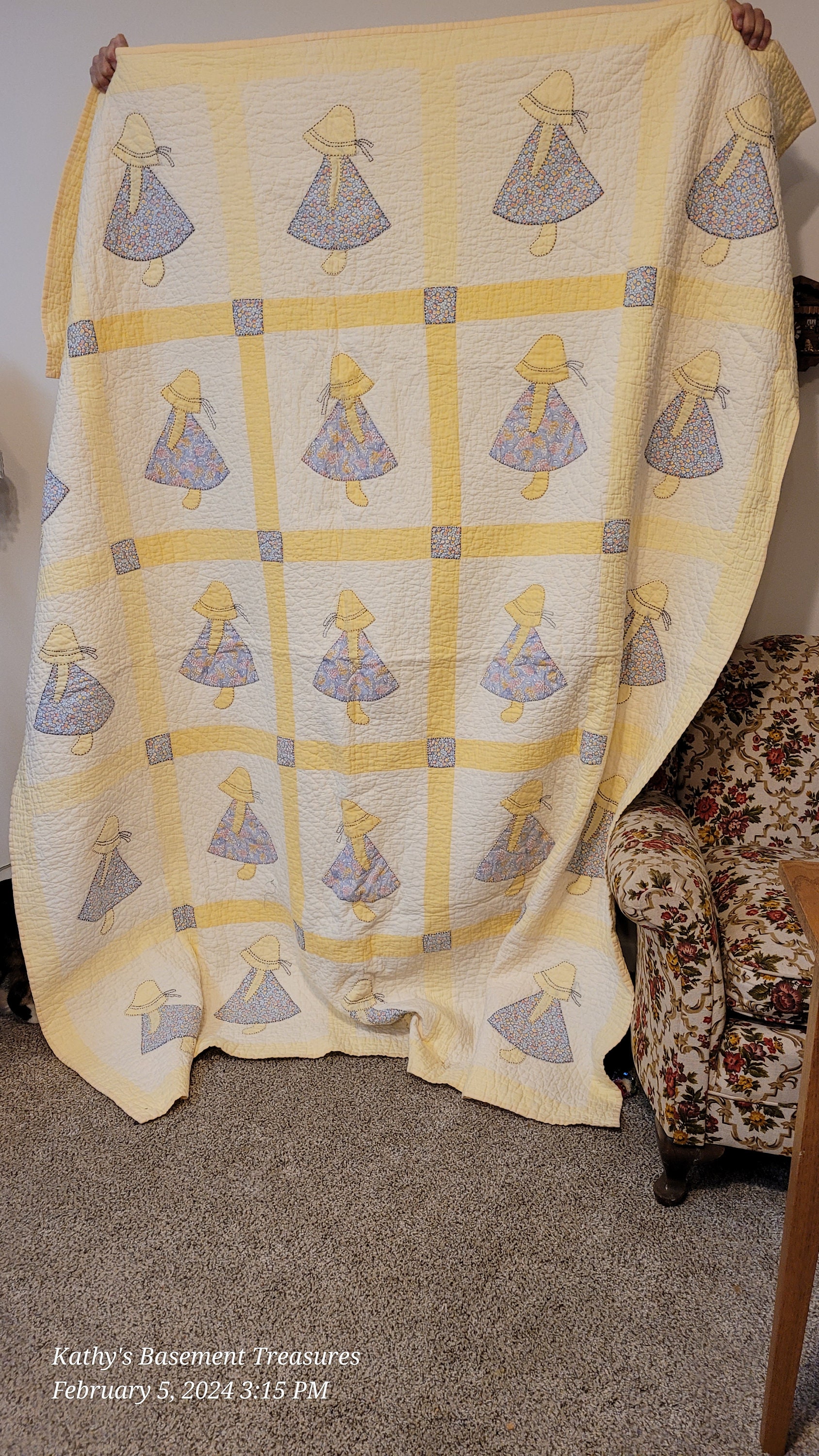 Vintage Sunbonnet Sue Dutch Doll Hand Made Hand Quilted Large Quilt - Etsy