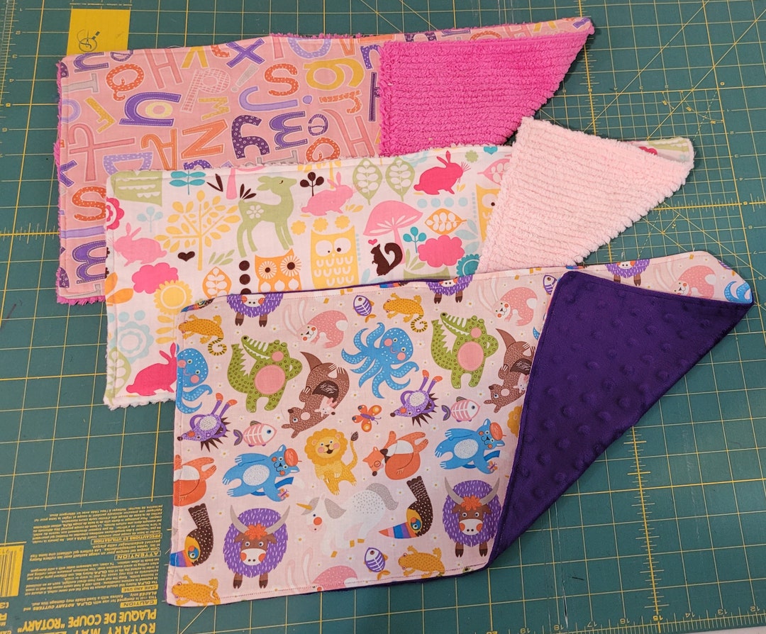 Hand Made Handcrafted Cotton Chenille Animals & Abc's Girls Burp Cloth ...