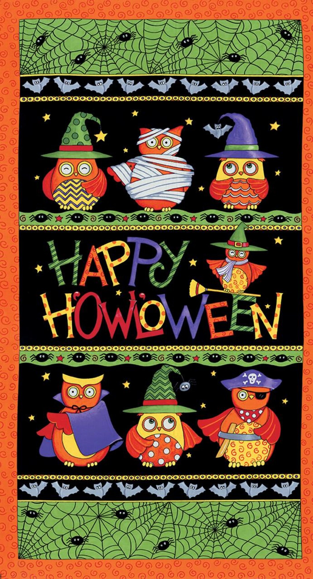 Moda MIDNIGHT MASQUERADE Deb Strain Fabric Panel Halloween 19720-11 ...
