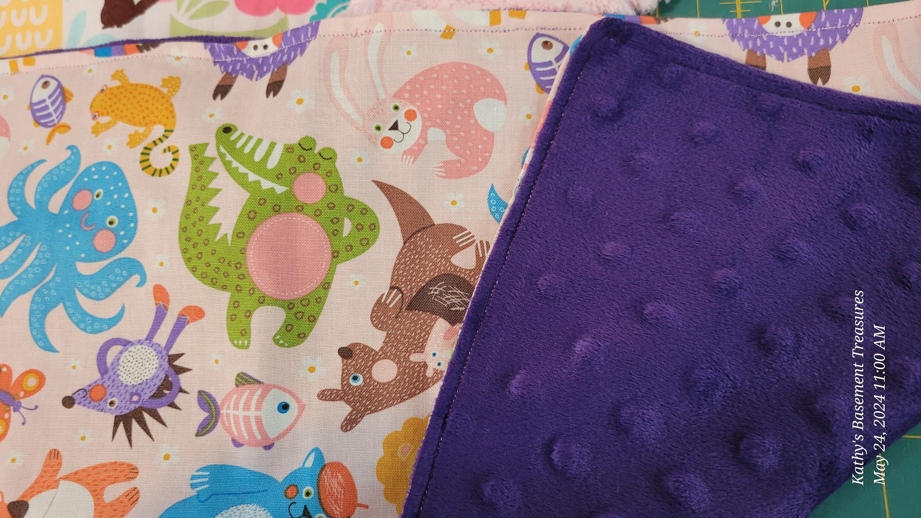 Hand Made Handcrafted Cotton Chenille Animals & Abc's Girls Burp Cloth ...
