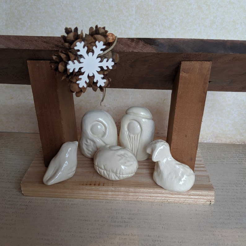 Little Ceramic Nativity Set With Stable - Etsy
