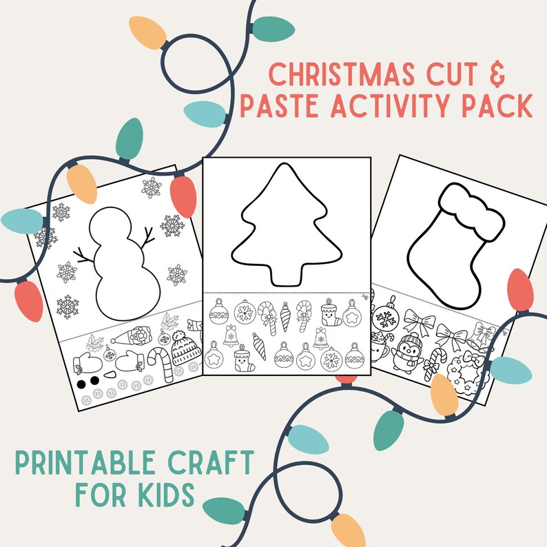 Christmas Cut & Paste Activity Pack – Printable Holiday Crafts (digital ...