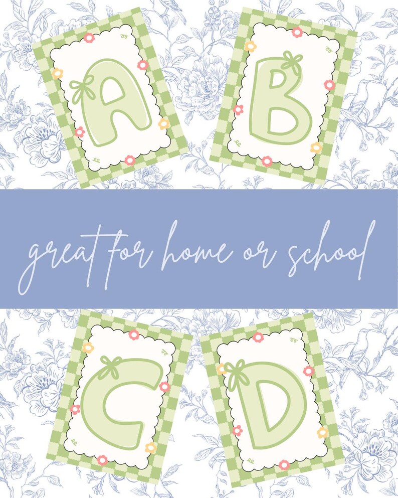 Whimsical Alphabet Wall Posters | Pastel Gingham ABC Letters ...