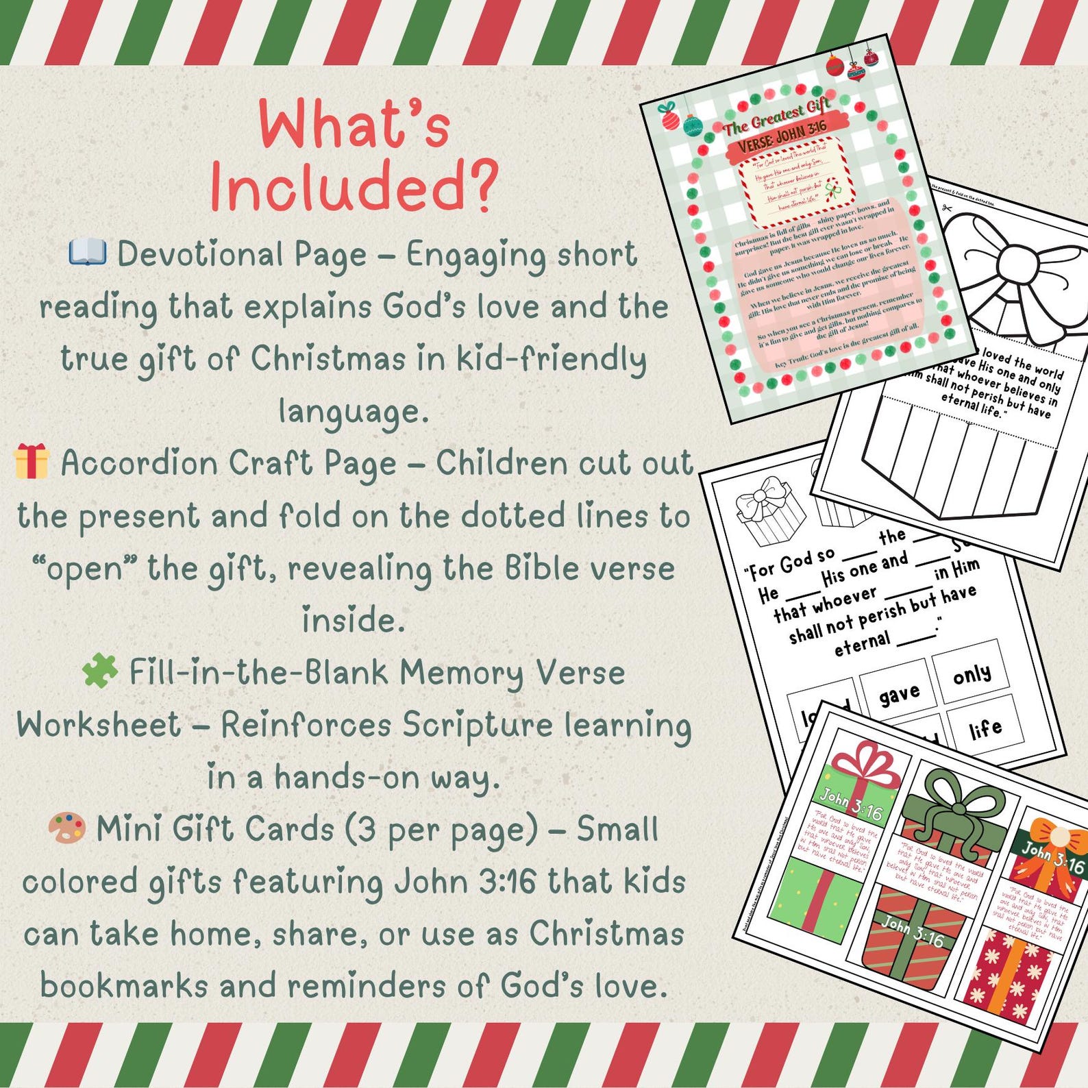 Kids Christmas Bible Lesson | John 3 16 Devotional & Craft - Etsy