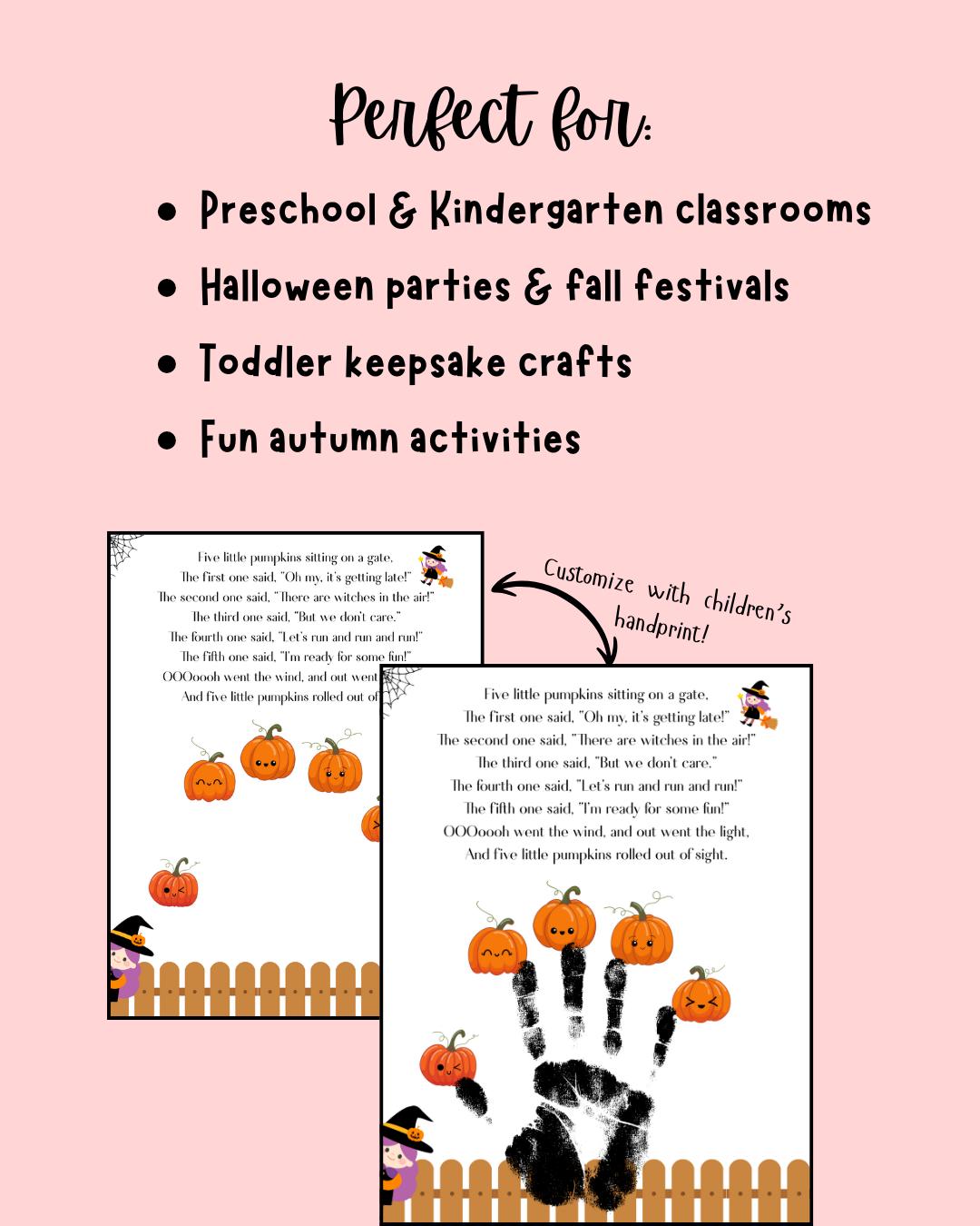 Five Little Pumpkins Handprint Craft | Kids Halloween Activity | Fall ...