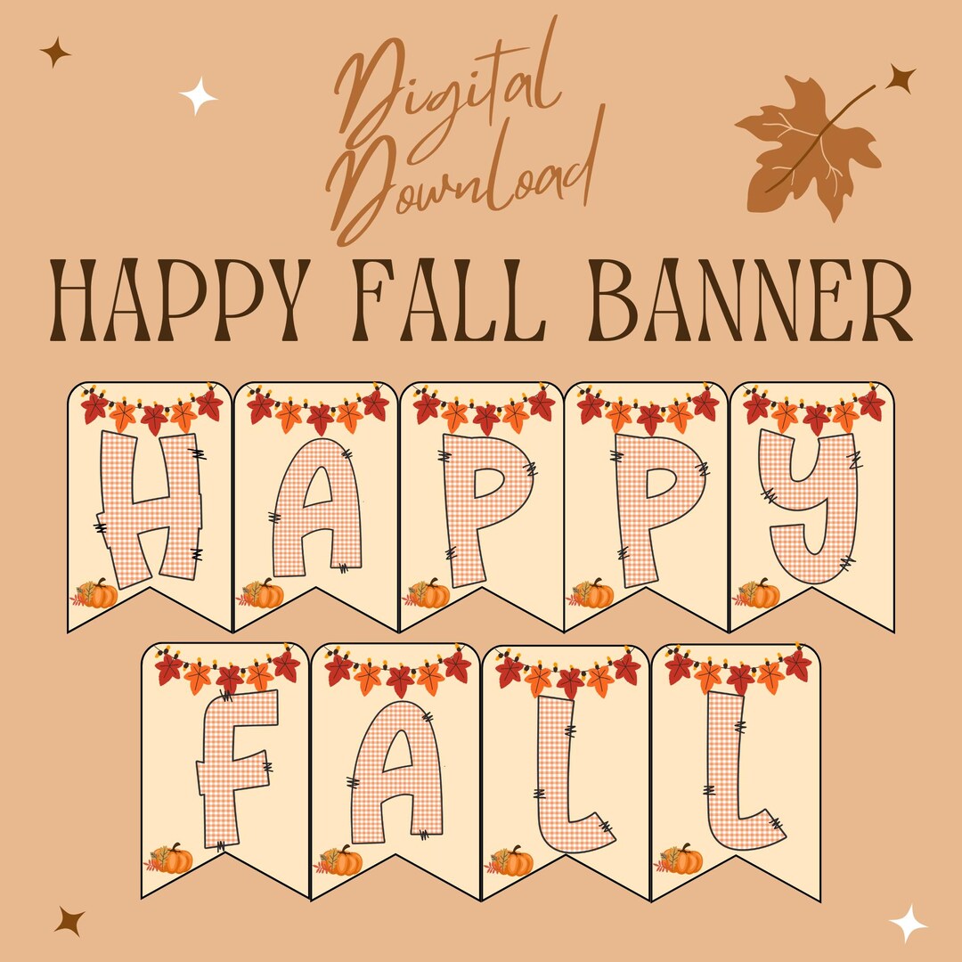 Happy Fall Printable Banner | Rustic Autumn Decor (digital Download) - Etsy