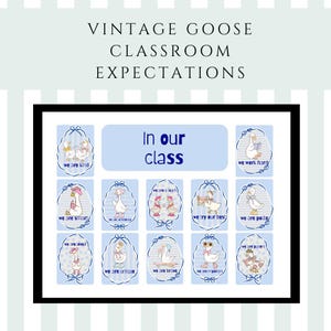 Vintage Goose Classroom Rules Poster: Pastel Farm Animal Decor (PDF ...