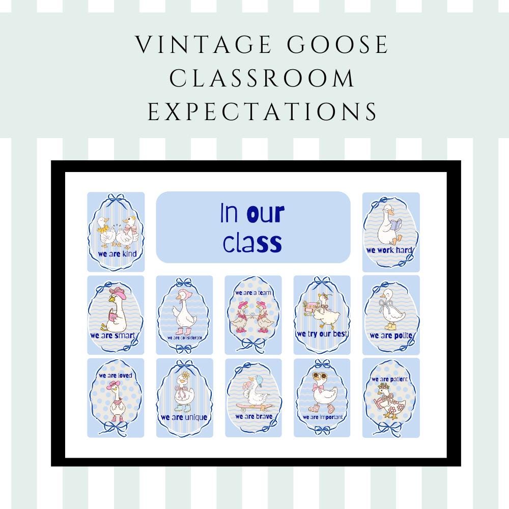 Vintage Goose Classroom Rules Poster: Pastel Farm Animal Decor (PDF ...