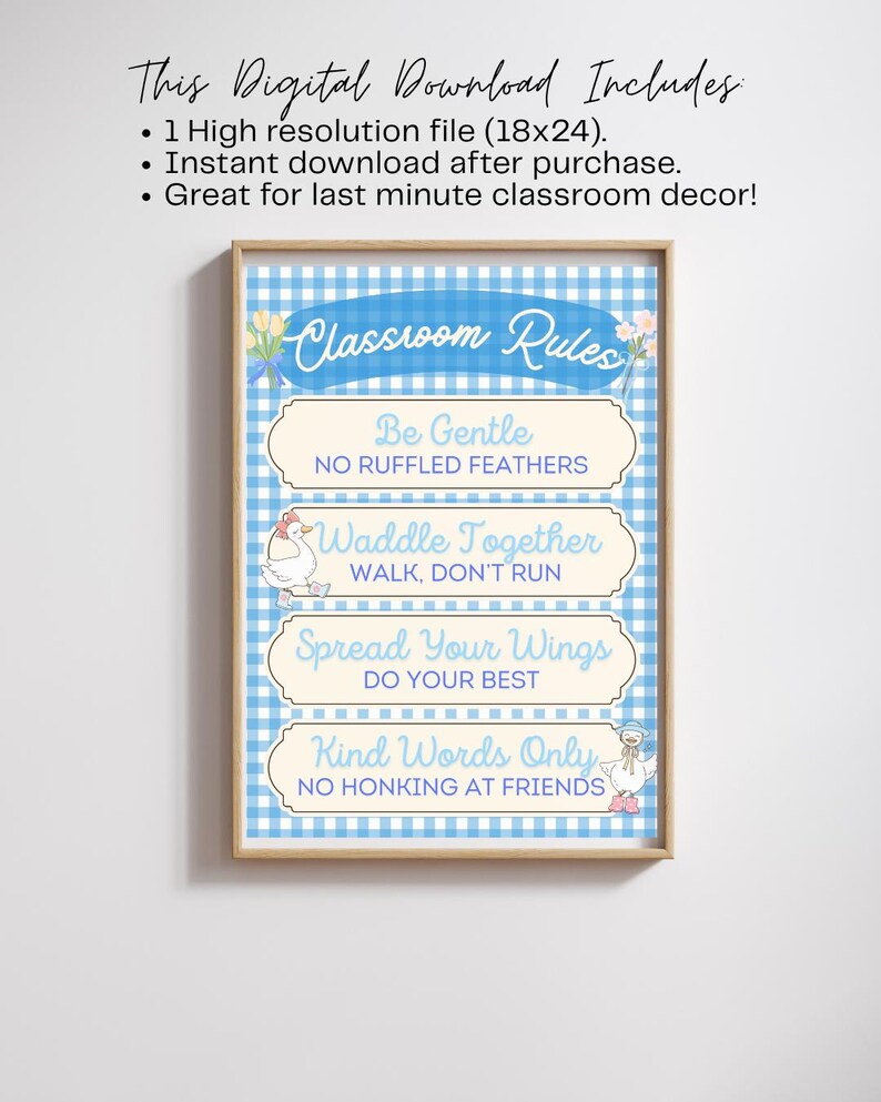 Goose Classroom Rules Poster: Farmhouse Decor (digital Download - Etsy