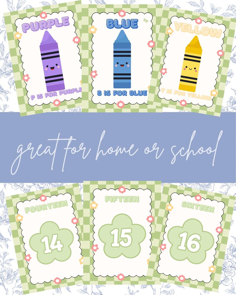 Color and Number Posters| Pastel Gingham Printable Wall Art | 1–20 ...
