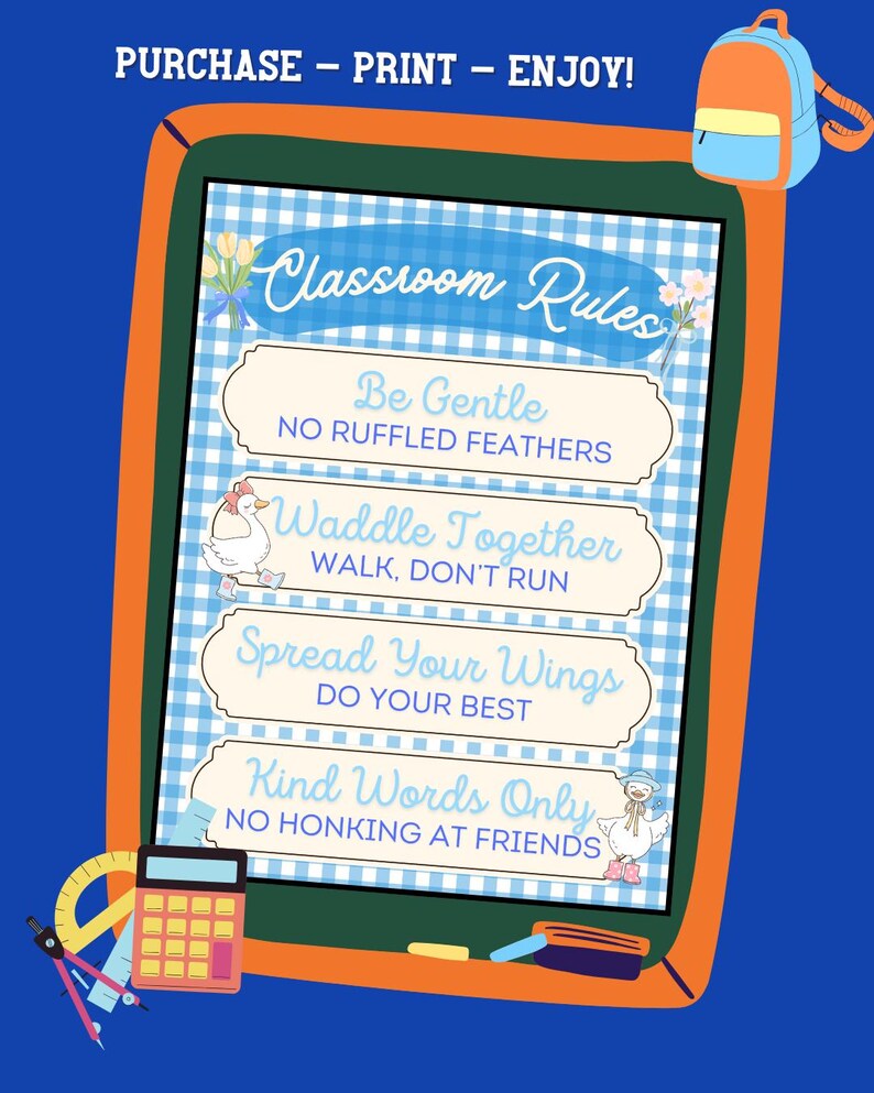 Goose Classroom Rules Poster: Farmhouse Decor (digital Download - Etsy