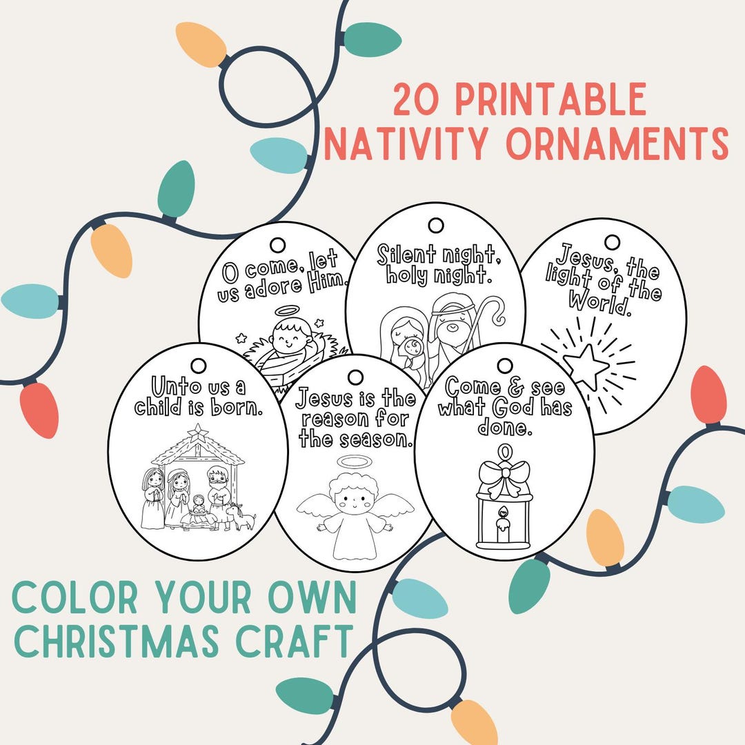 Printable Nativity Ornaments – Kids' Christmas Coloring Craft (digital ...