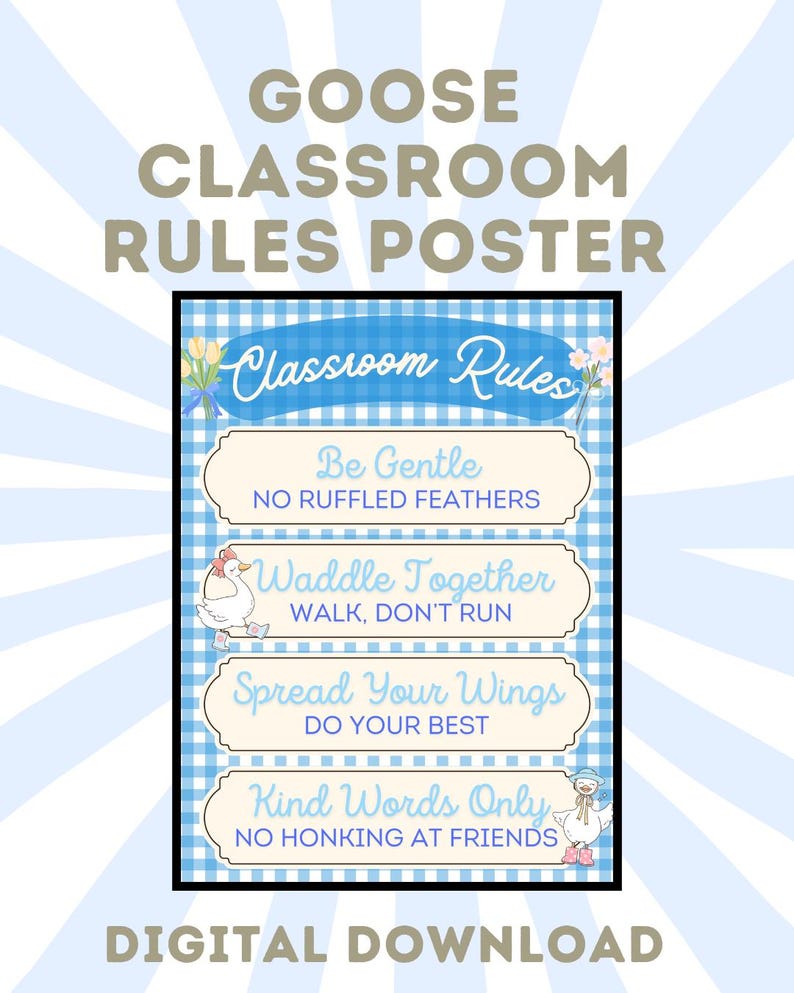 Goose Classroom Rules Poster: Farmhouse Decor (digital Download - Etsy