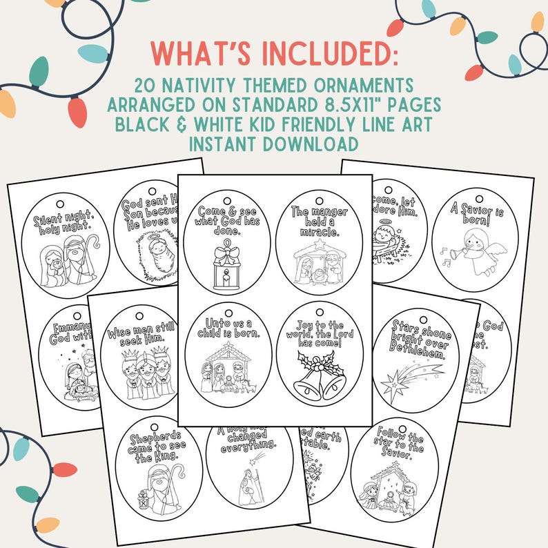 Printable Nativity Ornaments – Kids' Christmas Coloring Craft (digital ...