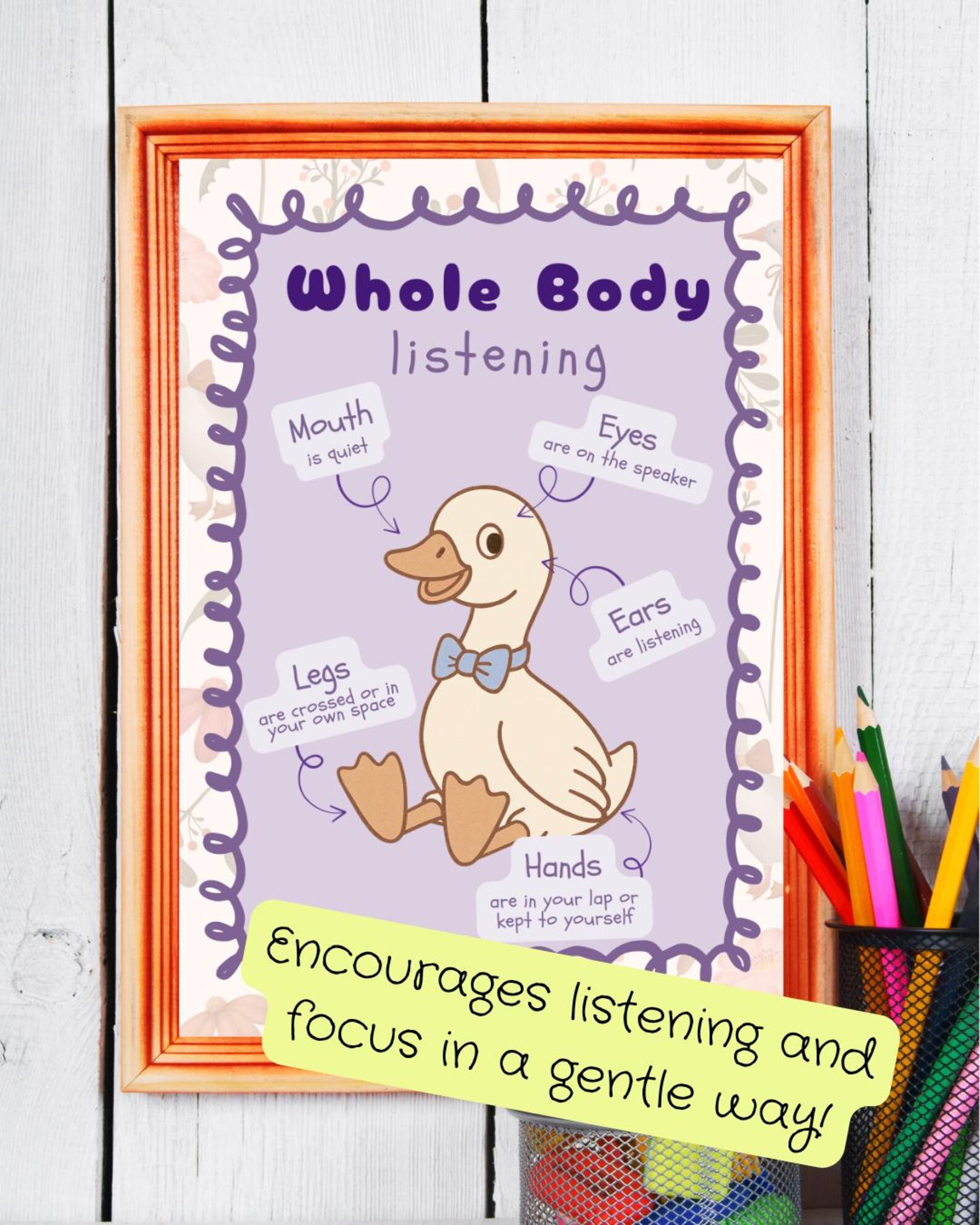 Whole Body Listening Goose Poster: Classroom Expectations Art (PNG/PDF ...