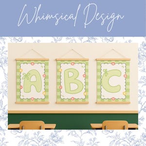 Whimsical Alphabet Wall Posters | Pastel Gingham ABC Letters ...