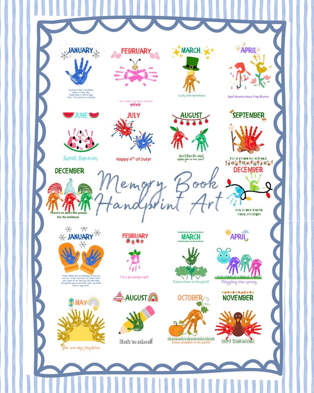 Handprint Craft Book for Kids | Monthly Keepsake Printable | Instant ...