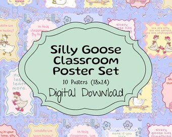 Silly Goose Classroom Poster Set: Funny Teacher Decor (digital Download ...