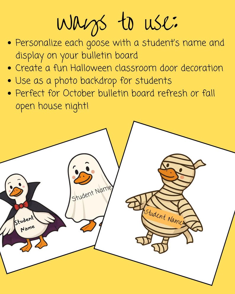 Editable Halloween Bulletin Board Kit | Goose Name Tags (digital ...
