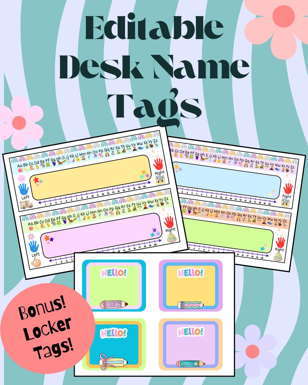 Rainbow Alphabet Desk Name Plates: Editable Canva Template (digital ...