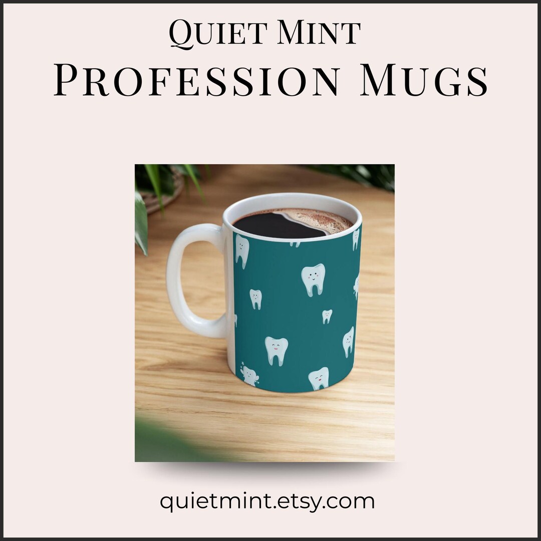 Tooth Pattern Ceramic Mug, Dentist Gift - Etsy