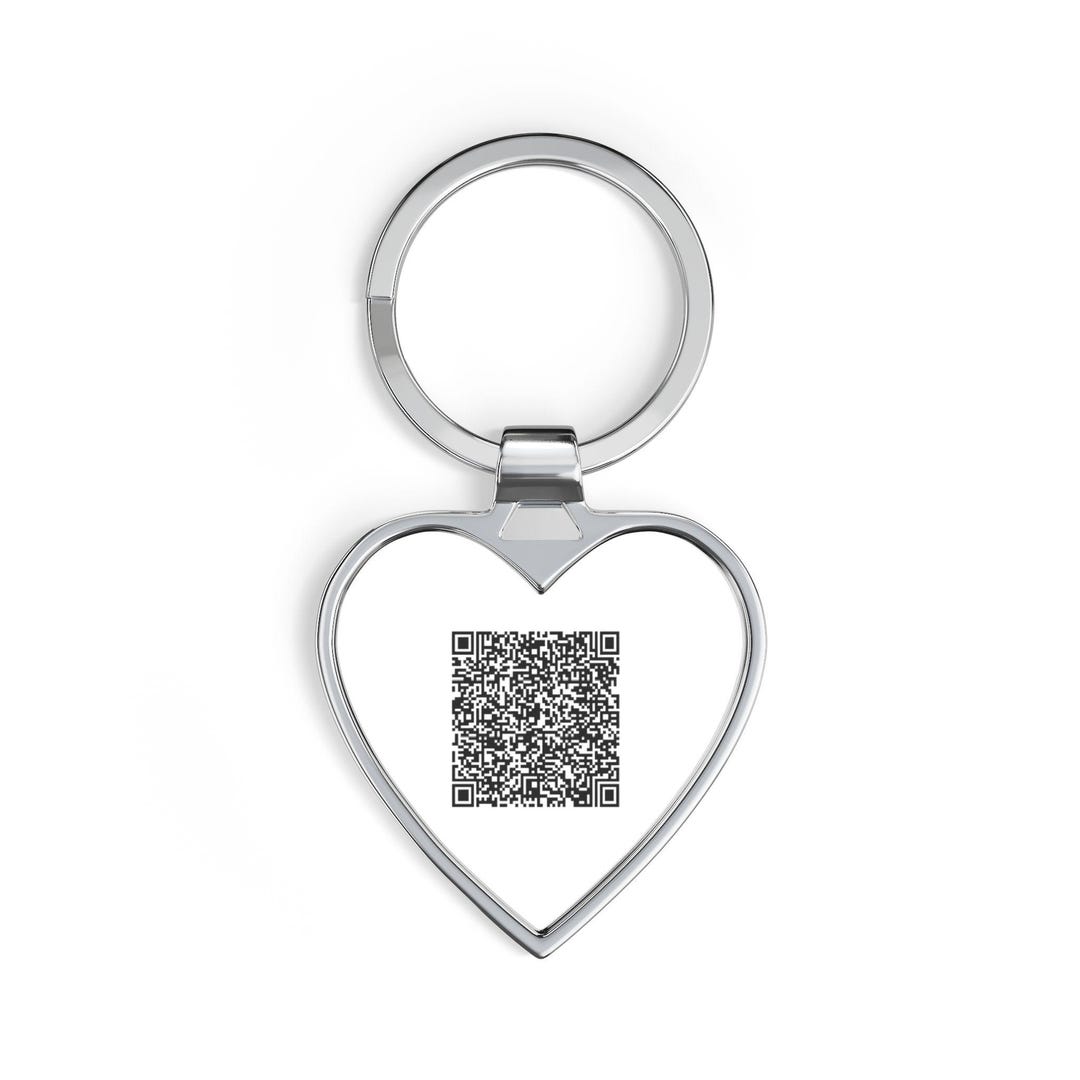 QR Code Heart Keychain | Custom Engraved Metal Keyring - Etsy