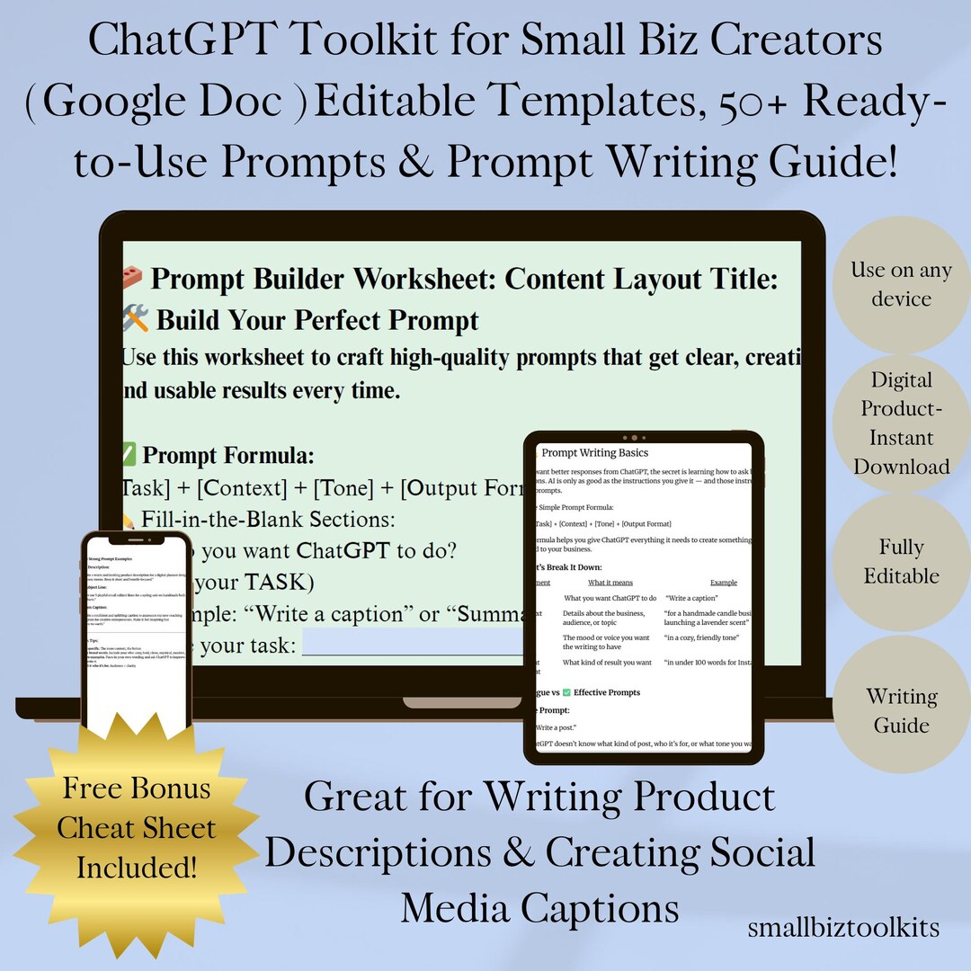 Chatgpt Prompt Toolkit | 50+ Prompts for Creators, Realtors & Small Biz ...