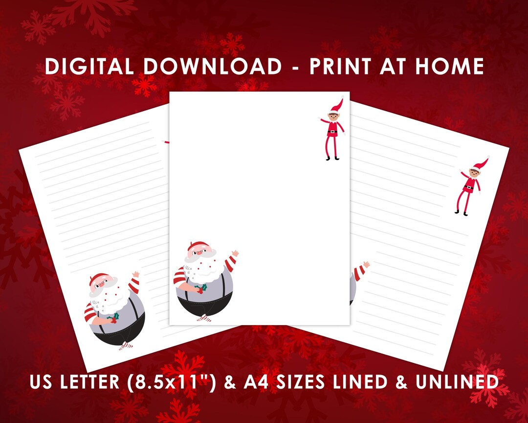 Printable Santa & Elves Christmas Stationery | Cute Holiday Letter ...