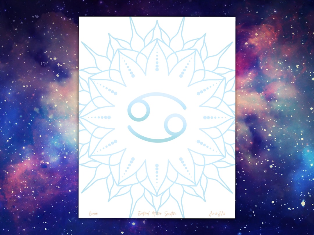 Cancer Zodiac Printable Stationery – Whimsical Mandala Design | Instant ...