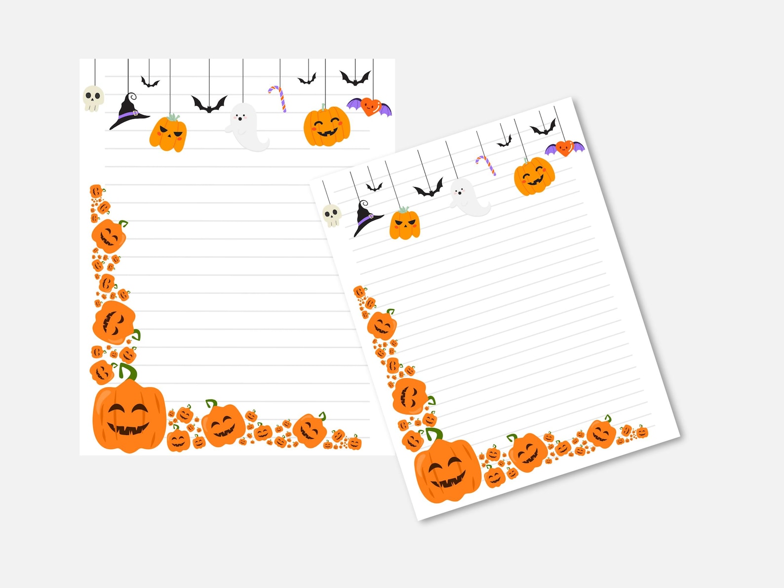 Halloween Digital Stationery | Cute Ghost & Pumpkin Printable Paper ...