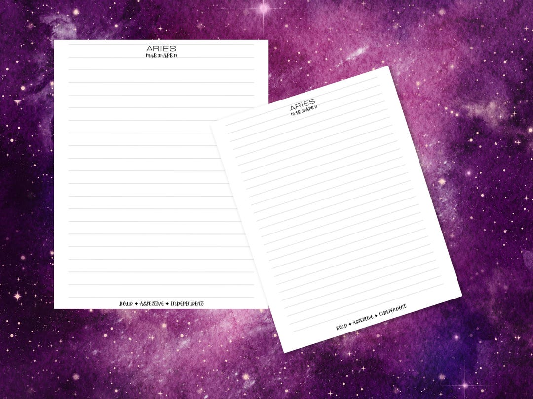Aries Zodiac Printable Stationery | Astrology Writing Paper | 8.5x11 ...